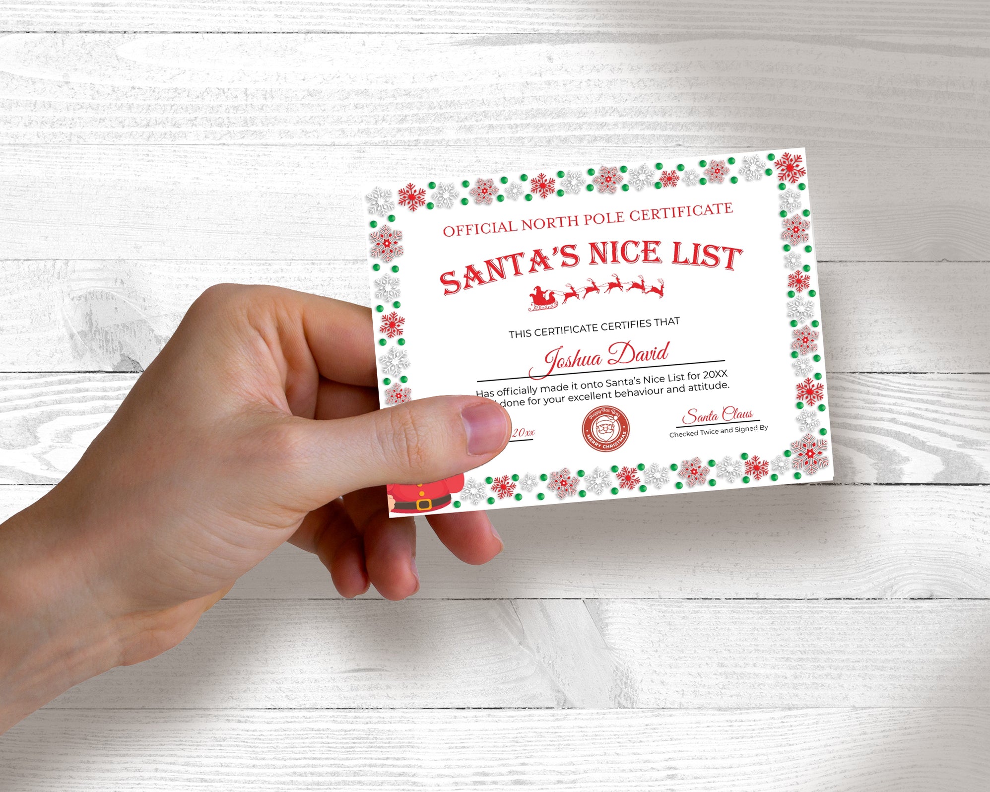 Editable Christmas Nice List Certificate Mini Card Size - Posh Park