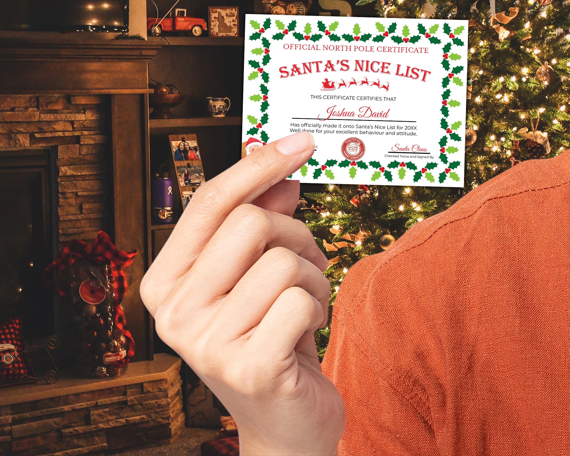 Editable Mini Christmas Santa Nice List Certificate Template Card Size ...