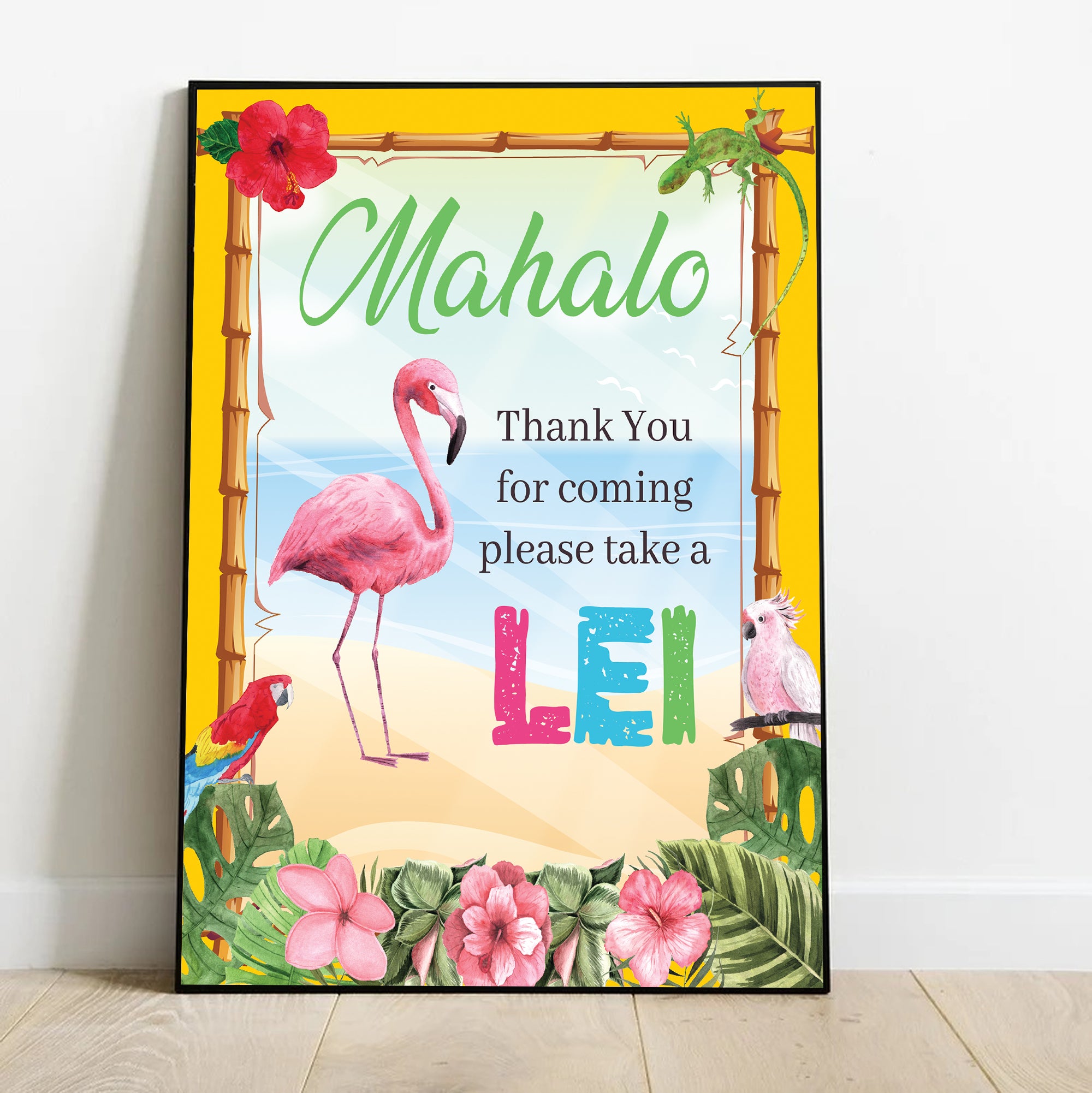 Printable Luau Take A Lei Sign | Hawaiian Tropical Party Decor Sign ...