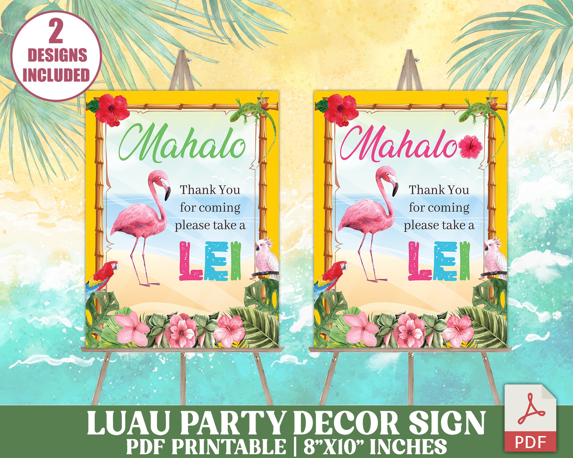 Printable Luau Take A Lei Sign | Hawaiian Tropical Party Decor Sign ...