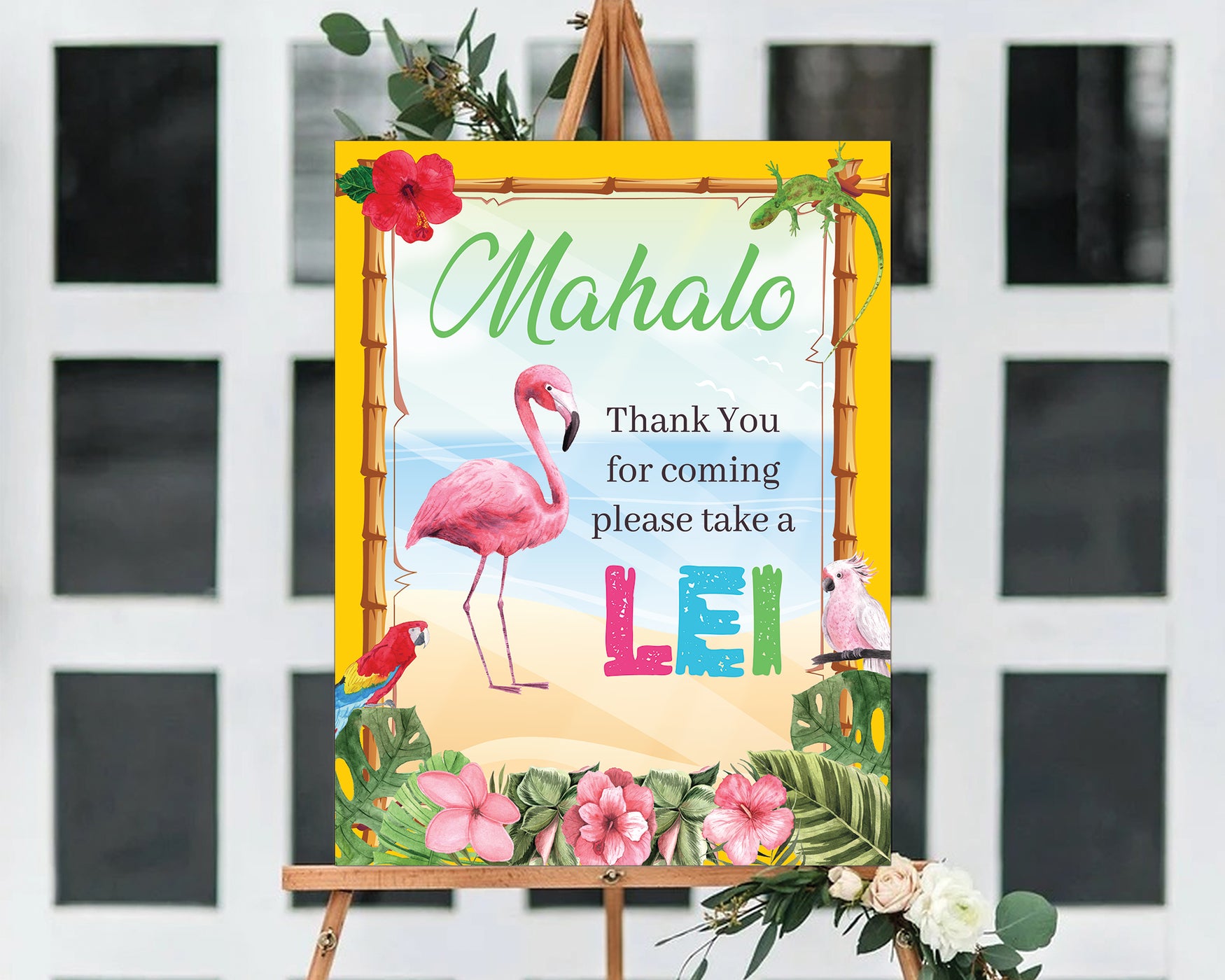 Printable Luau Take A Lei Sign | Hawaiian Tropical Party Decor Sign ...