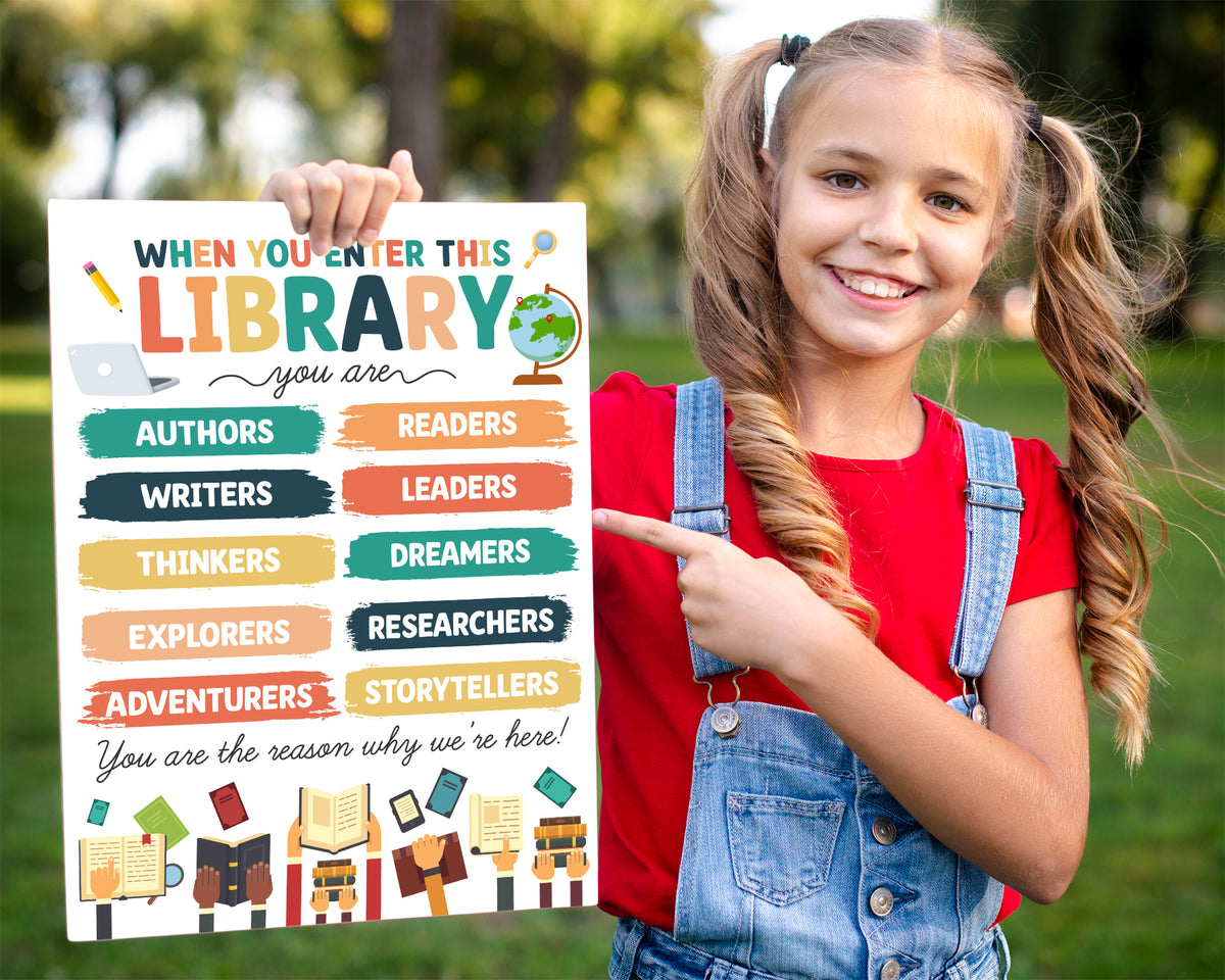 Printable PDF Library Decor Sign, When You Enter This Library Poster ...
