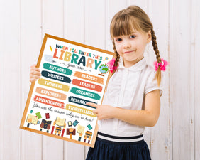 Printable PDF Library Decor Sign, When You Enter This Library Poster ...